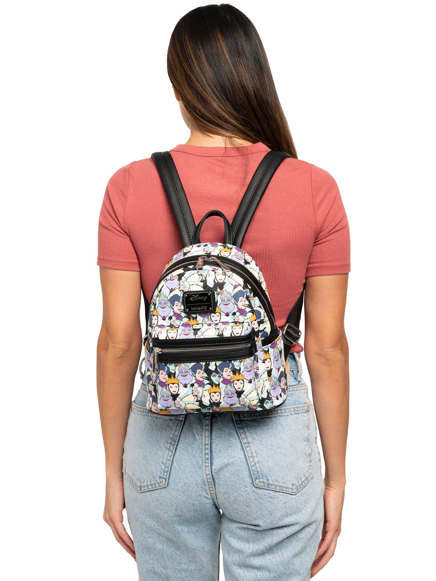 Loungefly x Disney Villains Mini Backpack Handbag All-Over Print Cruel ...